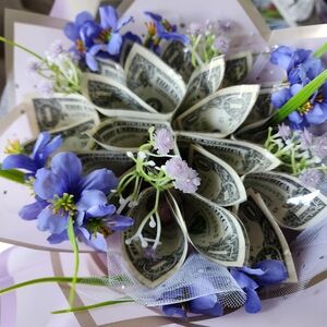 Accents | Floral Money Bouquet With Purple Accents | Poshmark